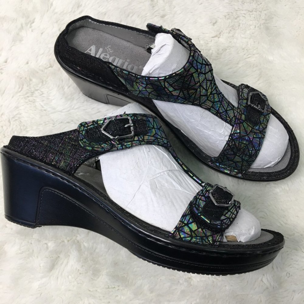 Alegria Lara Tectonic Wedge Leather Sandals Size 38 I… - Gem